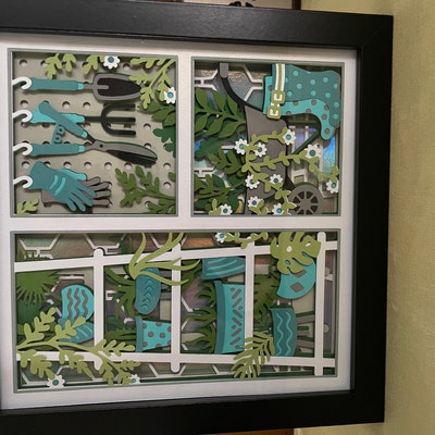 3D SVG Gardening Shadow Box SVG Spring Garden With Leaves and Flowers ...