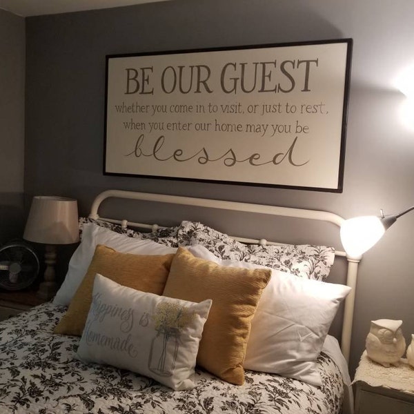 Be Our Guest Wood Sign - Hand Painted Wall Art - No Stencils ...