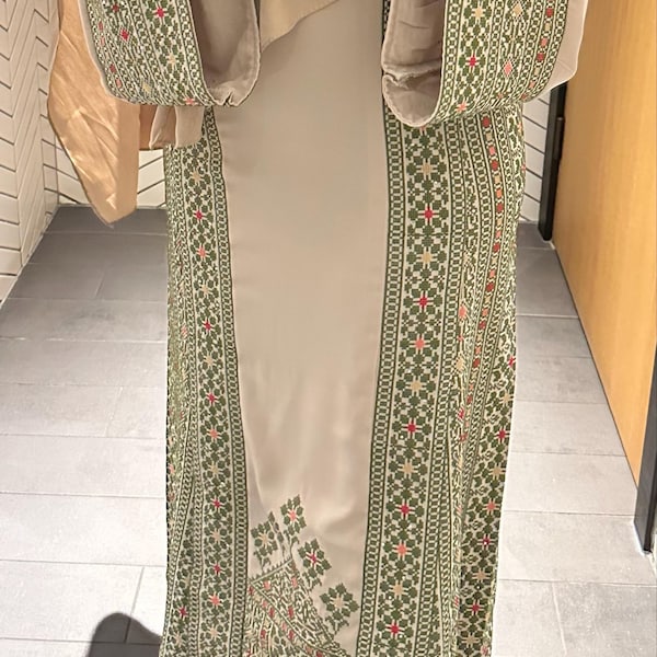 Palestinian Kaftan Thobe Thob Embroidery Black With Red Tatreez Stripes ...