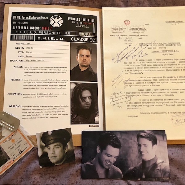 Bucky Barnes Secret File Winter Soldier S.H.I.E.L.D. Files Paper Props ...