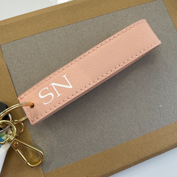 Personalised Wristlet Keyring, Monogrammed Strap Key Ring, Initials ...