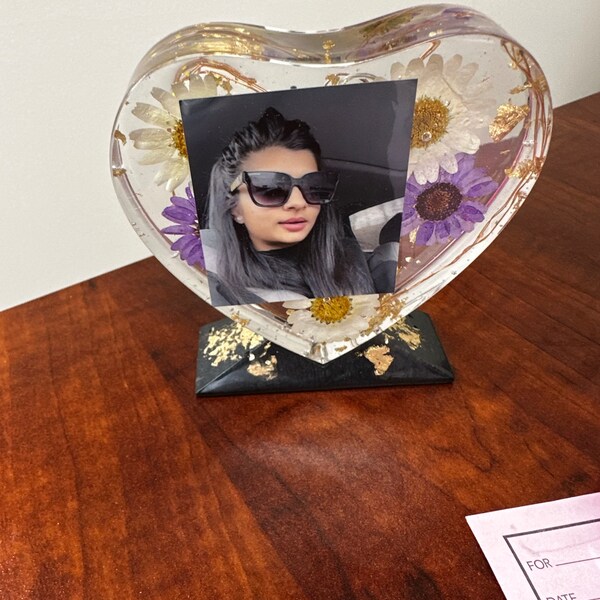 Personalized Heart-shaped Resin Photo Frame With String Lights - Etsy