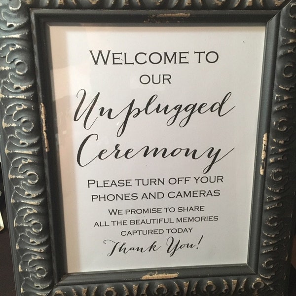 Unplugged Ceremony Sign, Unplugged Wedding Sign, Wedding Reception ...