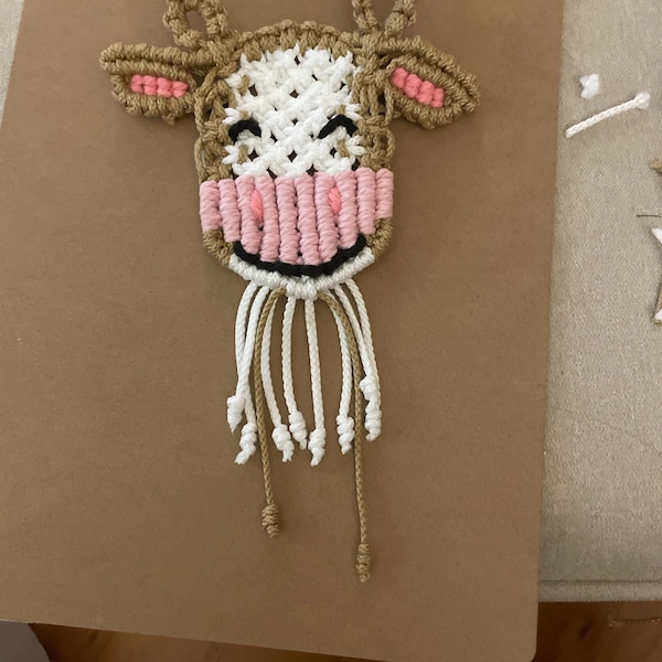 Macrame Cow PDF Pattern Tutorial | Bull Craft | Farm Animal DIY Decor ...