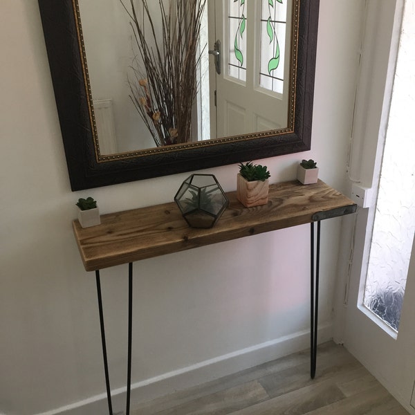 Industrial Rustic Reclaimed Scaffold Board Console Hall Table Hairpin ...