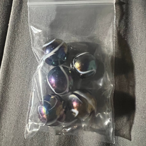 16mm Milky Way Players Pk of 5 Iridescent Metallic Glass Mega Marbles ...