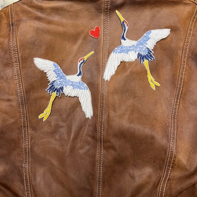 Crane Patch, Japanese Bird Patch, Blue Crane Badge, DIY Embroidery ...