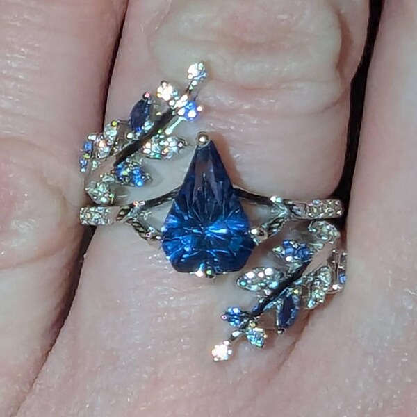 Starry Night & Trees Couples Ring Set- Galaxy Sandstone His and Hers ...