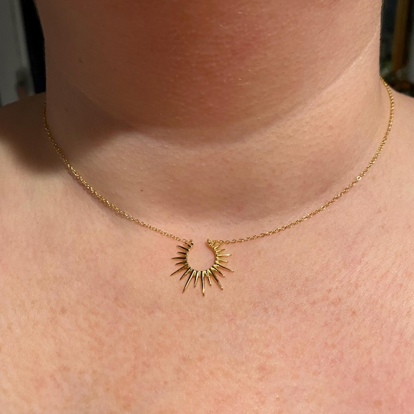 Sun Necklace - Spike Necklace - Pendant Necklace - Dainty Necklace - Layering Necklace ...