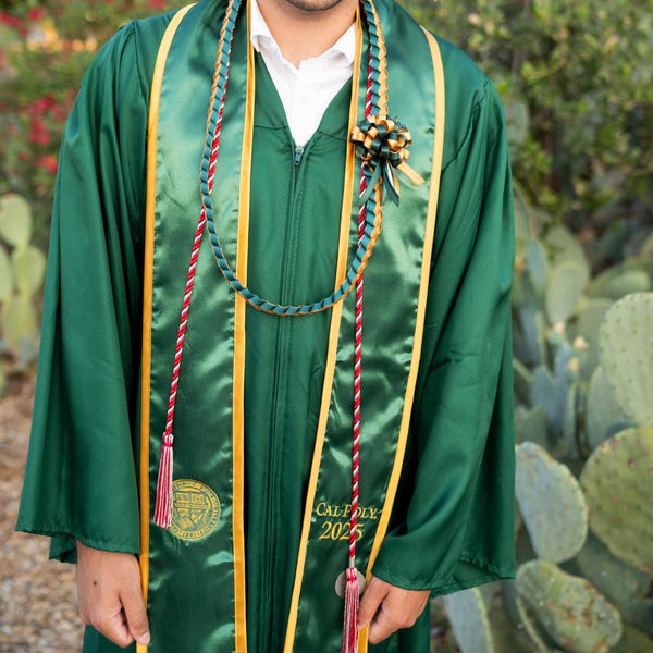 Cal Poly SLO Single Braided Graduation Ribbon Lei, Braided Ribbon Lei ...