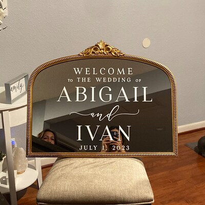 Welcome Wedding Entry Sign, Custom Vinyl Decal Sticker for Mirrors ...