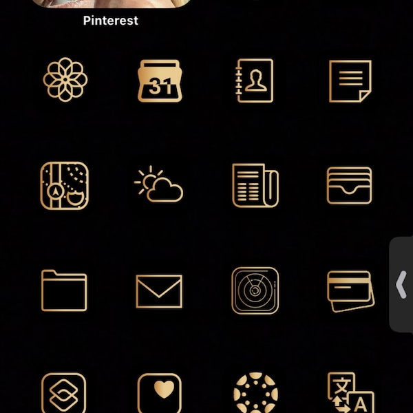 Black and Gold | 300 Aesthetic Custom App Icons Pack | iPhone Ios 14 ...
