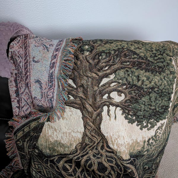 Medieval Tree of Life Throw Blanket Tapestry Rug | Woodland Woven Wall ...