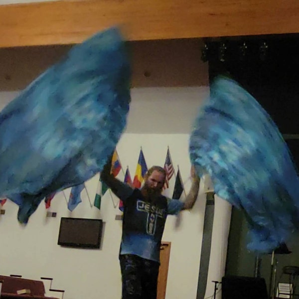 Large Layered Silk Worship Dance Flags path of the Just Set of Two on ...