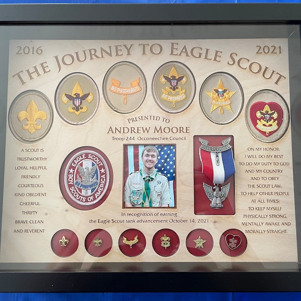 Journey to Eagle Plaque, 11x14 Wood Plaque, Eagle Scout Patches, Eagle ...