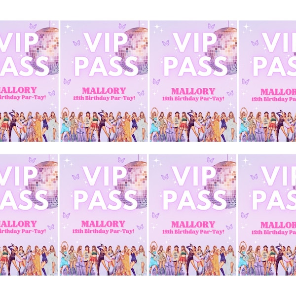 VIP Party Pass Badge, Editable in My Birthday Era Party Pass, Trendy ...