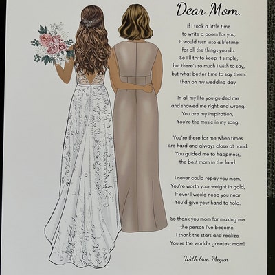 Mother of the Bride Poem From Daughter to Mom Mother of the Bride Gift ...
