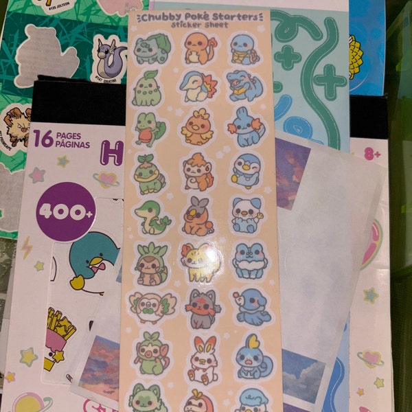 Mini Chubby Poke Starters - Vinyl Sticker Sheet - Etsy