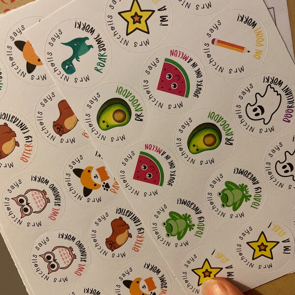 X35 Personalised Well Done Fun Pun TEACHER STICKERS Teacher Rewards ...