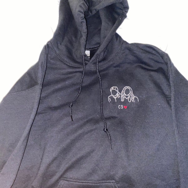 Custom Hand Embroidered Portrait Sweatshirt Couple Shirt Personalized ...