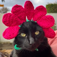 CROCHET PATTERN - Flower Cat Hat Crochet Pattern Digital PDF, Sunflower ...