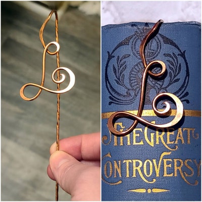 Personalized Cursive Letter Shepherds Hook Bookmark, Monogram Handmade ...