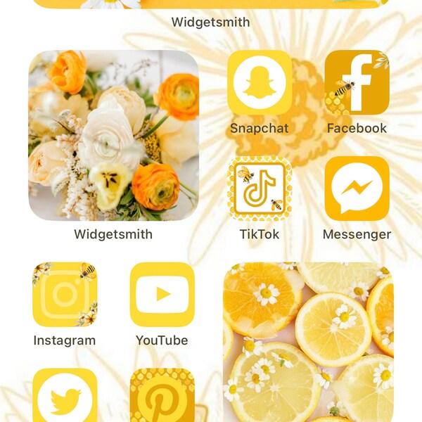 IOS14 App Icons, Yellow Aesthetic, App Covers, Yellow Icon Bundle ...