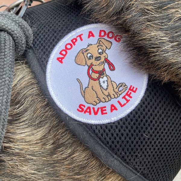 Adopt A Dog, Save A Life Embroidered Iron-on Patch 3" Service Dog Vest ...