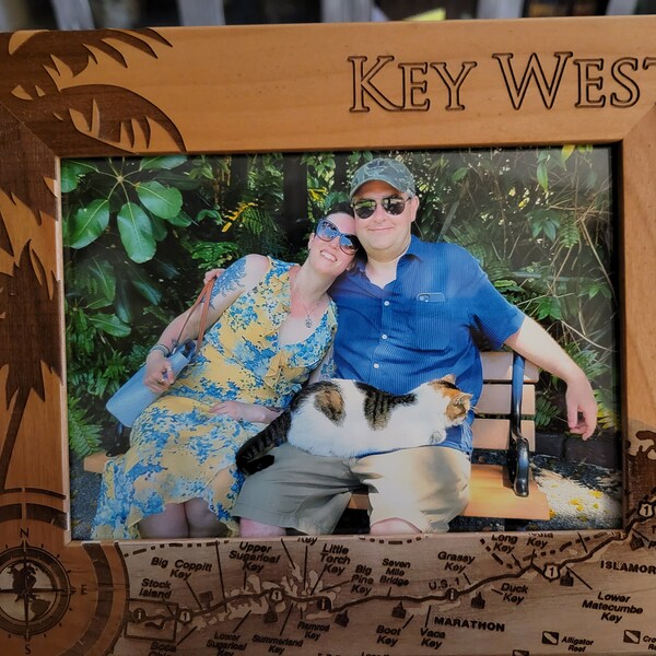 Key West Florida With Map Laser Engraved Wood Picture Frame - Etsy