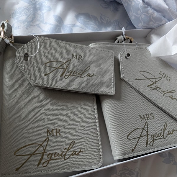 Luxury Personalised Travel Gift Set, Gift for Couple, Passport Holder ...
