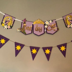 Rapunzel Banner Disney Princesses Theme Party Decor Princess Birthday ...