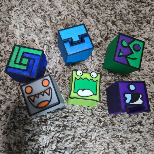 Geometry Dash Toys, 3D Printed Cubes, Geometry Dash Icons, Cake Toppers ...