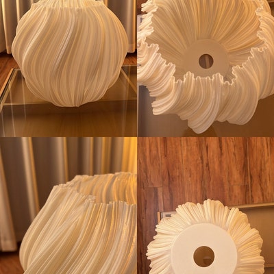 Modern Wavy Opaque Glass-like Pendant Lampshade Sleek Soft-glow Elegant ...