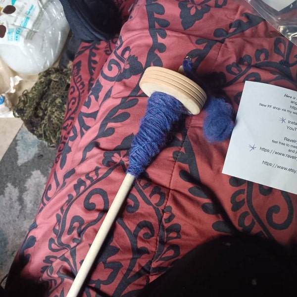 Drop Spindle Kit for Beginner W/ Fiber Top Whorl Handspinning Spindling ...