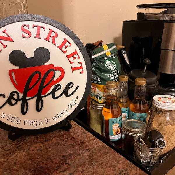 10" Main Street Coffee Sign // Disney-inspired Coffee Decor // Mickey ...