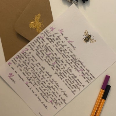 Hand Finished Bumble Bee Letter Writing Paper Stationery Set Designed ...
