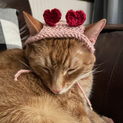 Crochet Pattern: Valentines Day Heart Headband for Cats With Ear Holes ...