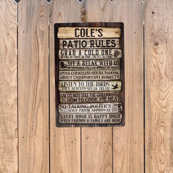 Deck Rules Sign | Personalized Metal Outdoor Decor for Porch, Patio ...
