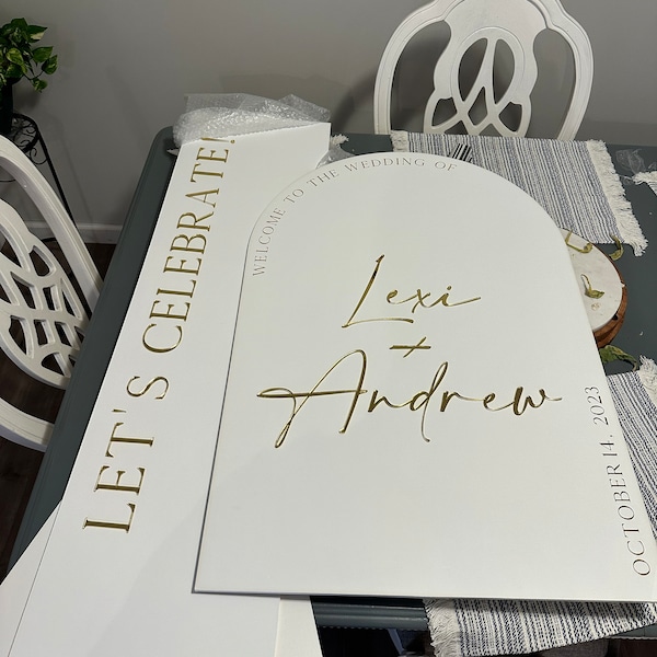 2 Piece Sign Set Classic Wedding Welcome Sign With Stands, Modern ...