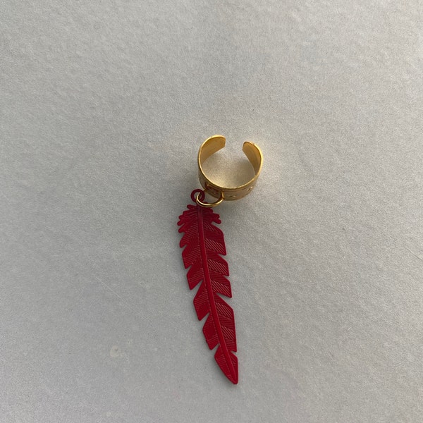 Hawks Red Feather Ear Cuff - Etsy
