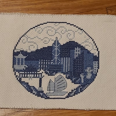 Willow Pattern Cross Stitch Bookmark, Chinoiserie Crane Scene - Etsy