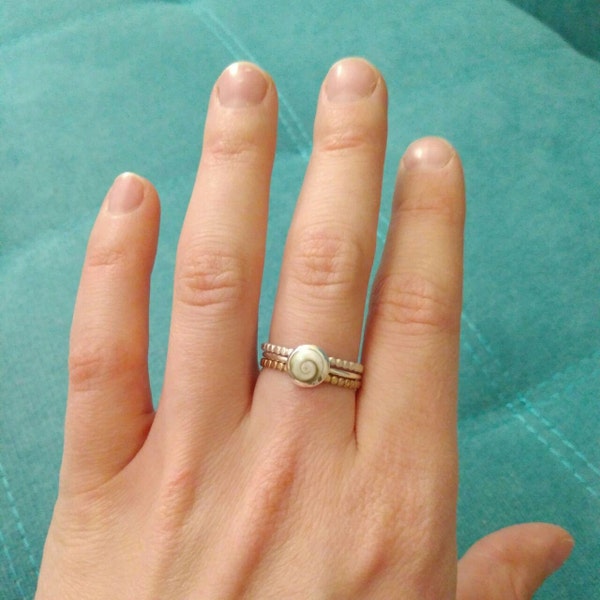 Sterling Silver Shell Stack Ring, Shell Ring, Stackable Ring, Stacking Ring, Silver Ring, Thin ...