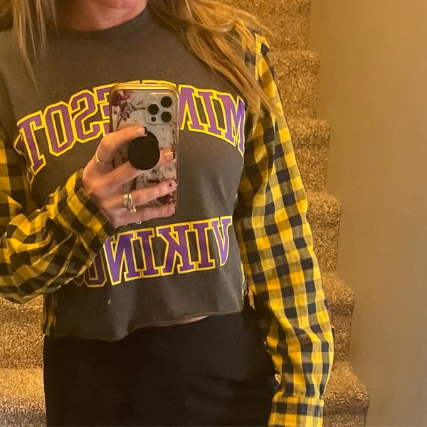 Custom Vintage Spliced Flannel Shirt, College Apparel, College Shirt ...