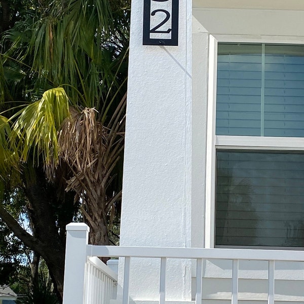 Modern Vertical House Number Sign | Modern Nouveau Font Metal Address ...
