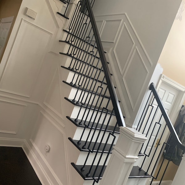 Iron Balusters - Modern Rectangle Metal Spindles for Stairs - Satin ...