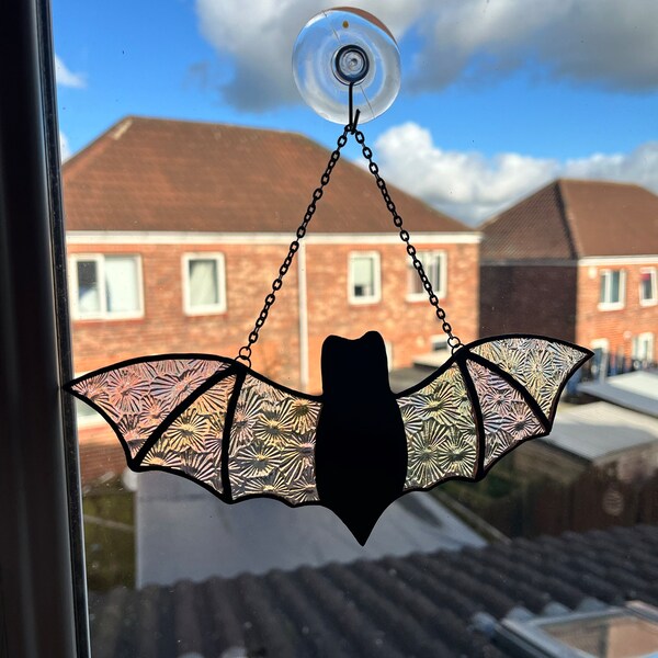 Stained Glass Bat Suncatcher / Rainbow Bat Stained Glass Window ...
