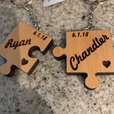 Personalized 2 Puzzle Piece Keychains Custom Gift Boyfriend/girlfriend ...