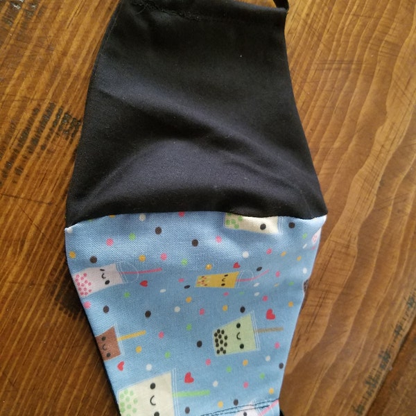 Boba Fabric - Happy Boba Bubble Tea - Blue by Clayvision - Boba Tea ...