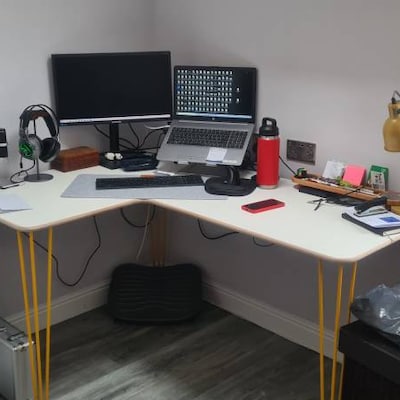 Compton Solid Oak Desk With Monitor Shelf Contemporary - Etsy