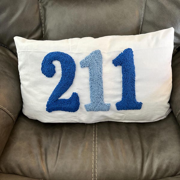 Embroidered Zip Code Pillow, Custom Area Number Pillow, Personalized ...